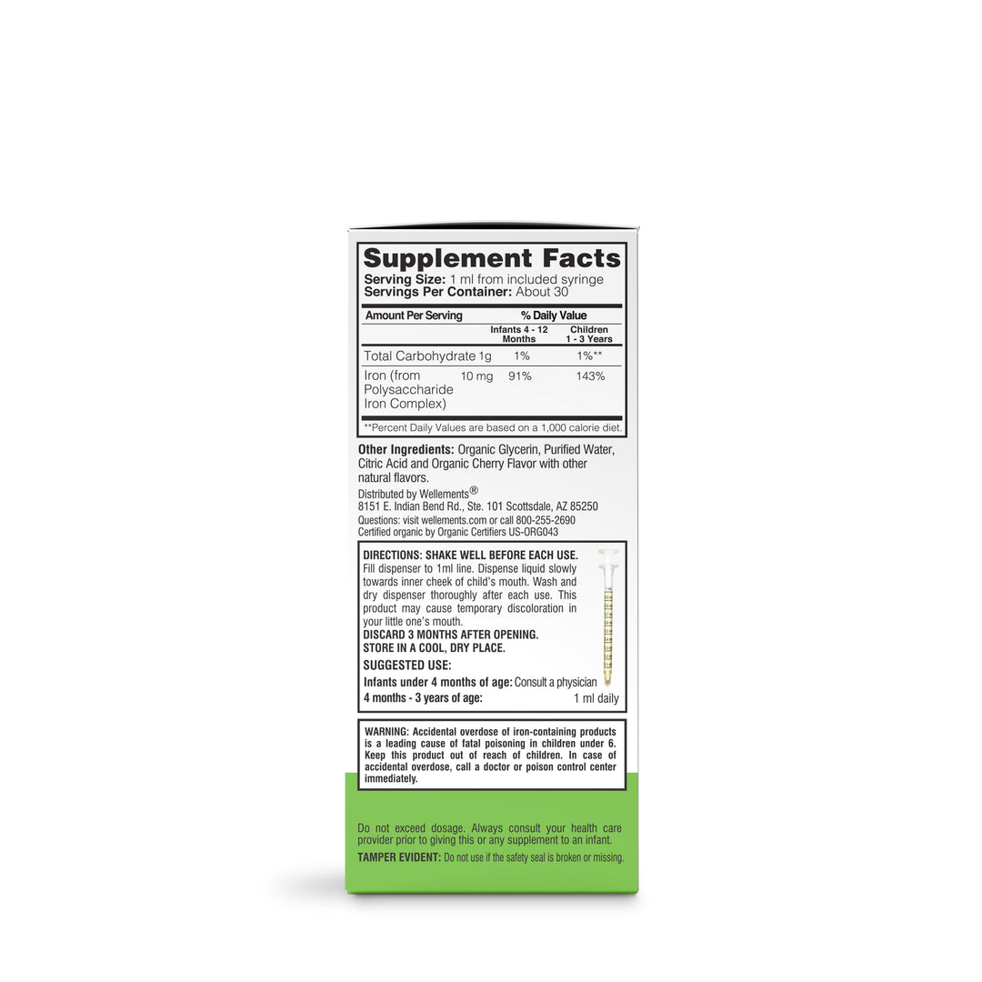 Organic Iron Drops Supplement For Babies & Toddlers | Wellements ...