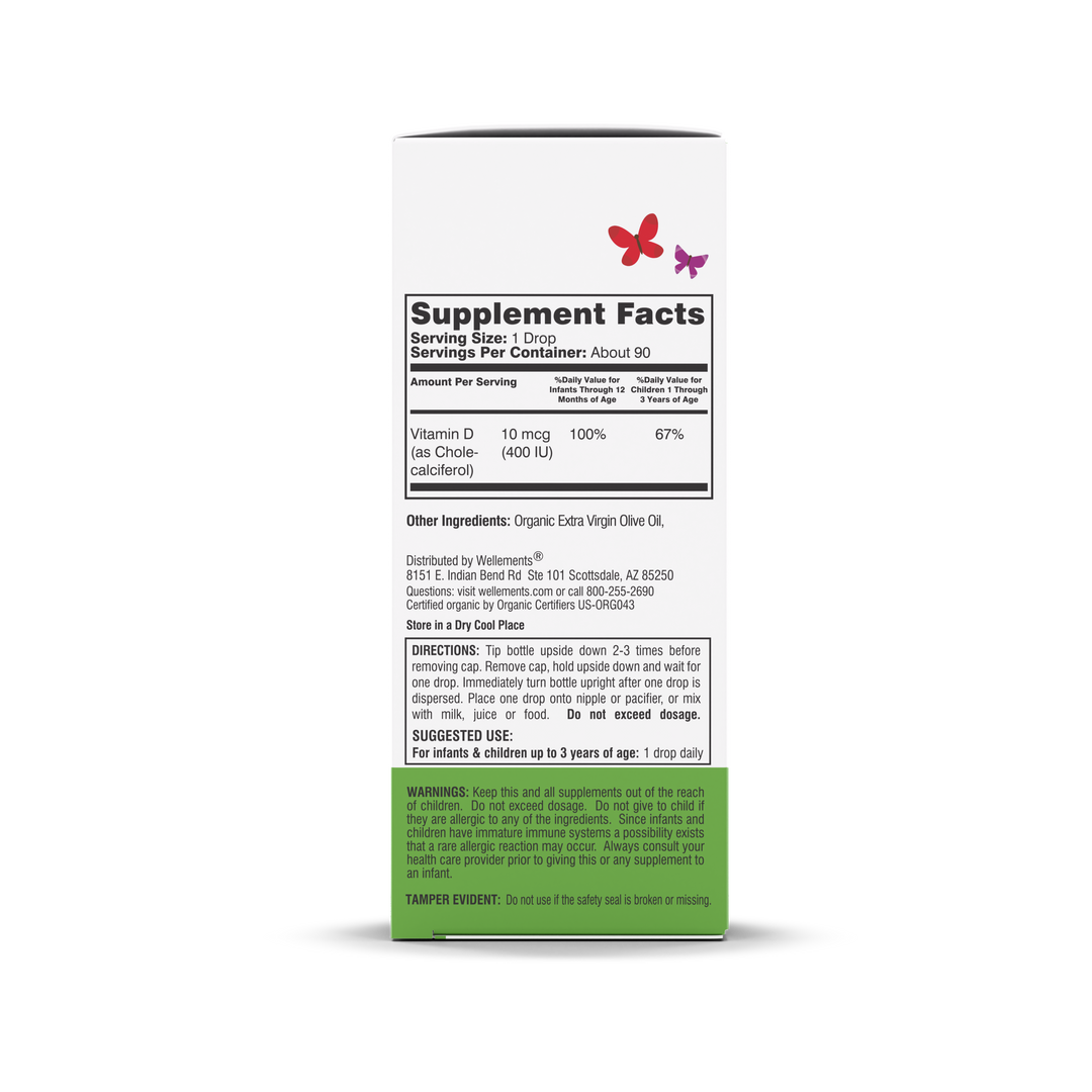 Wellements Organic Vitamin D Drops for Newborn Babies & Children ...